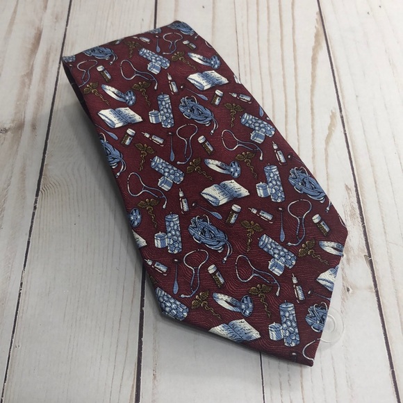 100% Silk | Accessories | 0 Silk Tie Handmade Medical Doctor Icons Tie ...
